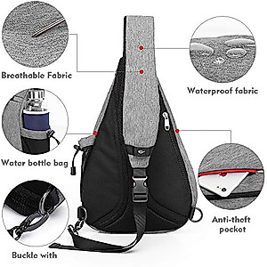 KAKA Sling Bag, Crossbody Backpack Canvas Waterproof Daypack Casual Shoulder Bag(Small One Grey)…