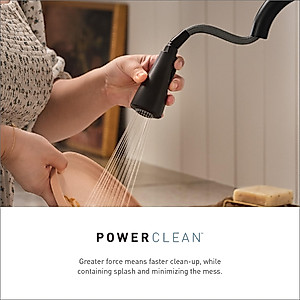 Moen 7882EWBL Genta LX Motionsense Wave Sensor Touchless One Handle High Arc Pulldown Modern Kitchen Faucet Featuring Power Clean, Matte Black