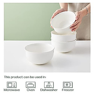 DOWAN Classic Ceramic Soup Bowls, 32 Ounces White Cereal Bowl and Bowls Set for Noodle Cereal Soup Rice Pasta Oatmeal,Porcelain Salad Bowls Set of 4 for Kitchen, Dishwasher & Microwave Safe