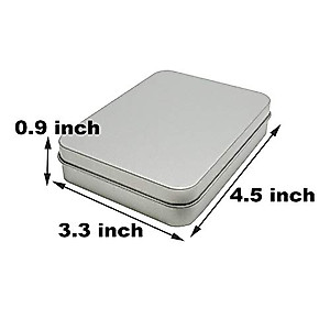 2 Pcs Metal Hinged Tin Box Container Mini Portable Small Storage Container Kit Tin Box Container, Small Tin with Lid, Tin Empty Box, Home Storage 4.5x3.3x0.9 inch, Silver