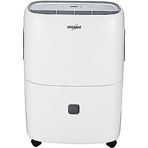 Whirlpool 40 Pint Portable Dehumidifier with 24-Hour Timer, Auto Shut-Off, Easy-Clean Filter, Auto-Restart, and Wheels, For Bathrooms, Basements, and Bedrooms