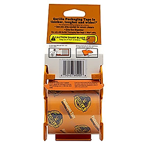 Gorilla Packing Tape Tough & Wide with Dispenser for Moving, Shipping and Storage, 2.83" x 20 yd, Clear, (Pack of 1)