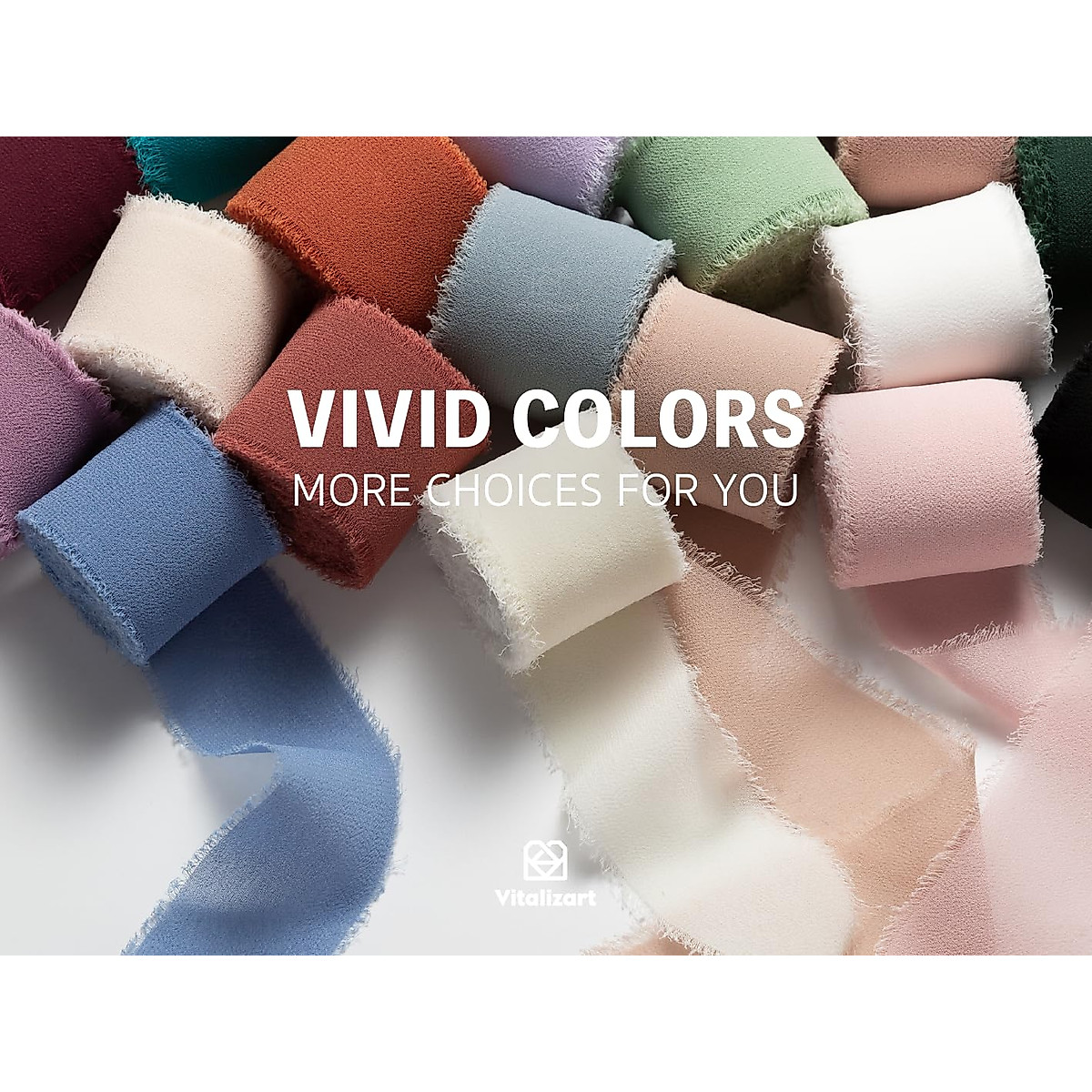 Vitalizart 3 Rolls Handmade Fringe Chiffon Silk Ribbon Gauze 1.5" x 7Yd Nude & White Ribbons Set for Wedding Invitations Bridal Bouquets Gift Wrapping Holiday Decor