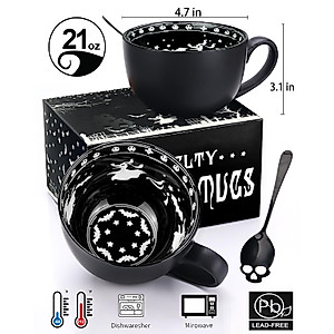 Christmas Gifts, Nightmare Midnight Skull Coffee Mugs with Spoons, Halloween Birthday White Elephant Weird Gifts for Women Men Girl Friends, Halloween Spooky Witchy Gothis Decor Horror Novelty Tea Cup