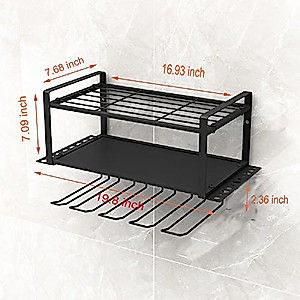 Power Tool Organizer Wall Mount, Drill Holder Wall Mount, Heavy Duty Power Tool Storage Rack, Floating Tool Shelf for Power Tools Cordless Drill Charging Station, Black