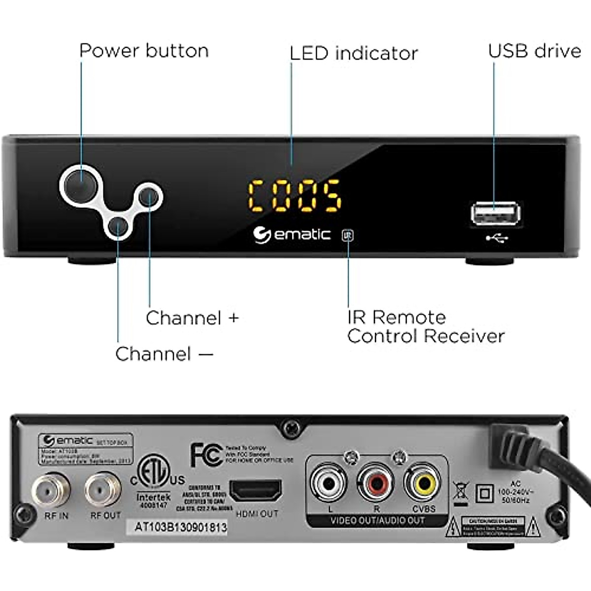 Digital Converter, Ematic Digital TV Converter Box with Recording, Playback, & Parental Controls