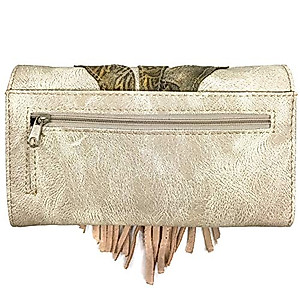 Zelris Western Concho Fringe Lace Two Toned Conceal Carry Hobo Tote Wallet Set (Beige)
