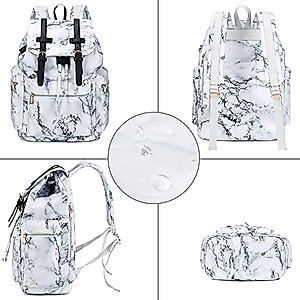 Bluboon Girls School Backpack Women College Bookbag Lady Travel Rucksack 15.6Inch Laptop Bag with Charge Port (A-Marble)