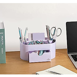 Acrylic Desk Organizer for Office Supplies and Accessories Pen Holder Office Organization Desktop Organizer for Room College Dorm Home School, Light Purple (White Lavender)