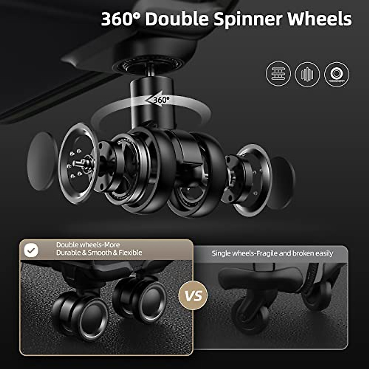 SHOWKOO Luggage Sets 3 Piece Softside Expandable Lightweight Durable Suitcase Sets Double Spinner Wheels TSA Lock Black (20in/24in/28in)