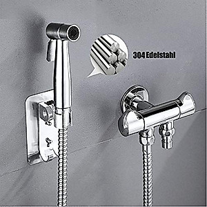 Handheld Bidet Sprayer Head Stainless Steel Bathroom Bidet Spray Toilet Faucet Sprayer for Shower Bathroom Douche Shattaf Hygiene Toilet Cloth Diaper Cleaning (Black)