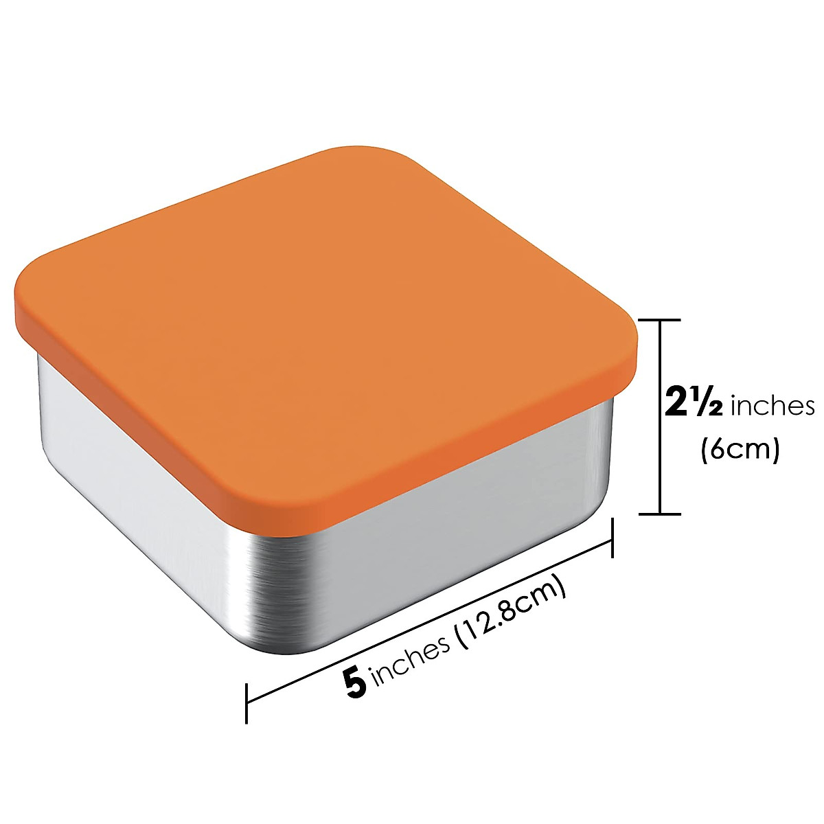 Linkidea 304 Stainless Steel Square Bento Lunch Box, with Silicone Lids Dishwasher Safe, Plastic Free Storage Bento Box Container (25oz)