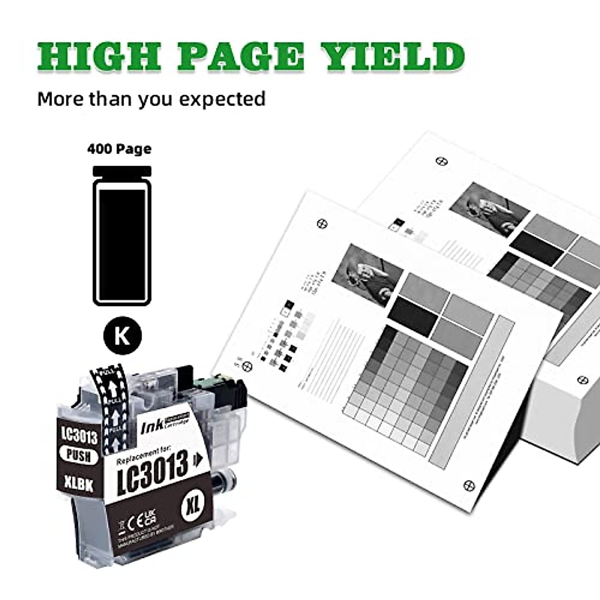 GREENARK Compatible Ink Cartridge Replacement for Brother LC3013 LC 3013XL Black High Yield Ink Cartridges 4 Pack LC3013 BK Work for Brother MFC-J491DW MFC-J497DW MFC-J690DW MFC-J895DW Printers