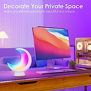 ECOLOR Smart Table Lamp, RGB APP Control Moon Lamp, Small Lamp with Scene Mode and Music Mode, Dimmable Warm White Light Touch Lamps for Bedrooms and Living Room