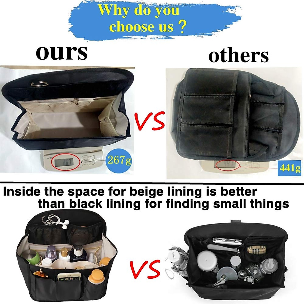 Nylon Rucksack Organizer Insert, Backpack Organizer Insert, Women or Men bag divider For Mummy Coach MCM LV JanSport Anello kanken(Large, Black) …