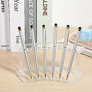Chinco Plastic Pen Holder Clear Display Stand 6-Slots Pen Display Stand Eyebrow Pen Stand Makeup Brush Rack Organizer for Home Office Desk School Supplies, Vertical (10 Pieces)