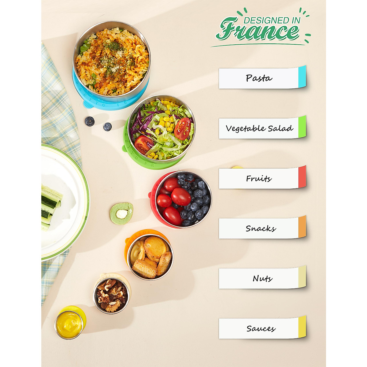 Stainless Steel Containers with Lids, 6 Pack Leakproof Stainless Steel Food Storage Containers, BPA Free, Metal Lunch Container Box, Nesting Snack Containers for Kids, Dishwasher Safe & Oven Safe