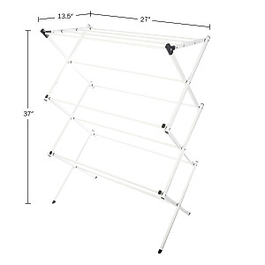 Lavish Home Clothes Drying Rack - Collapsible and Compact for Indoor/Outdoor Use - Portable Rack for Hanging and Air-Drying Laundry (White)