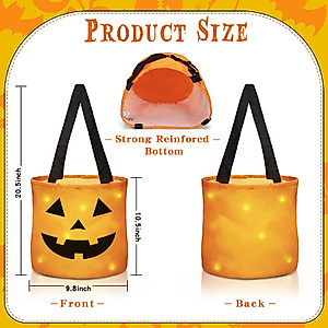 Halloween LED Light Up Trick or Treat Bags, 3 Pcs Halloween Pumpkin Bucket, Multipurpose Portable Collapsible Reusable Candy Bags, Best Halloween Party Favors for Kids.