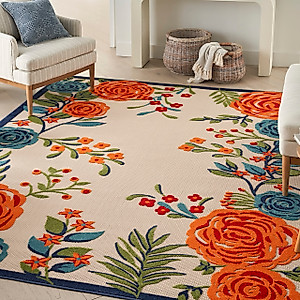 Nourison Aloha Indoor-Outdoor Modern Multicolor 3'6" x 5'6" Area Rug, Easy Cleaning, Non Shedding, Bed Room, Living Room, Dining Room, Kitchen (4x6)