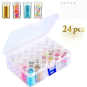 Embroidery Diamond Storage Box, JUSTDOLIFE Storage Boxes for Diamond Painting with 30 Small Beads Diamond Painting Storage Containers with Lid for Jewelry DIY Art Craft Rhinestones Sewing