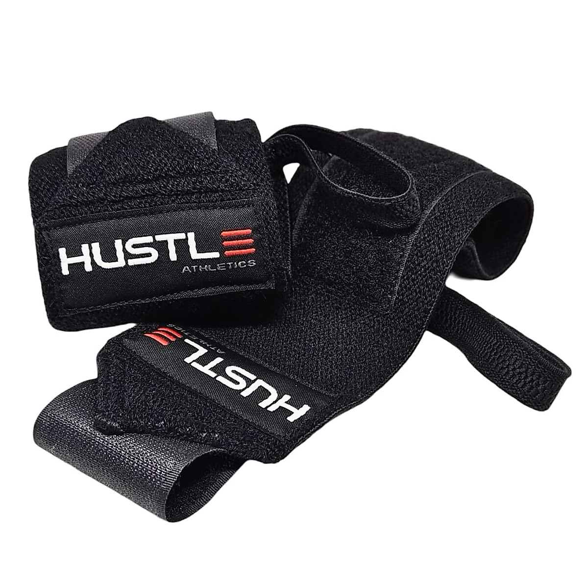Hustle Athletics Wrist Wraps - USPA Approved Best Weightlifting Support (Professional Competition Grade Wrap) - Brace Your Wrists to Push Heavy, Avoid Injury & Improve Your Workout - for Men & Women