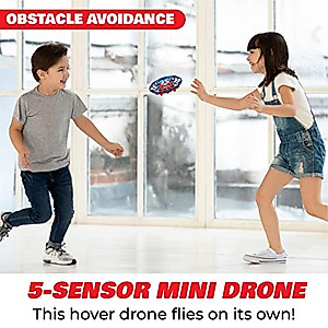 Force1 Scoot Combo Hand Operated Drone for Kids or Adults - Hands Free Motion Sensor Mini Drone, Easy Indoor Rechargeable UFO Flying Ball Drone Toy for Boys and Girls (Red/Blue)