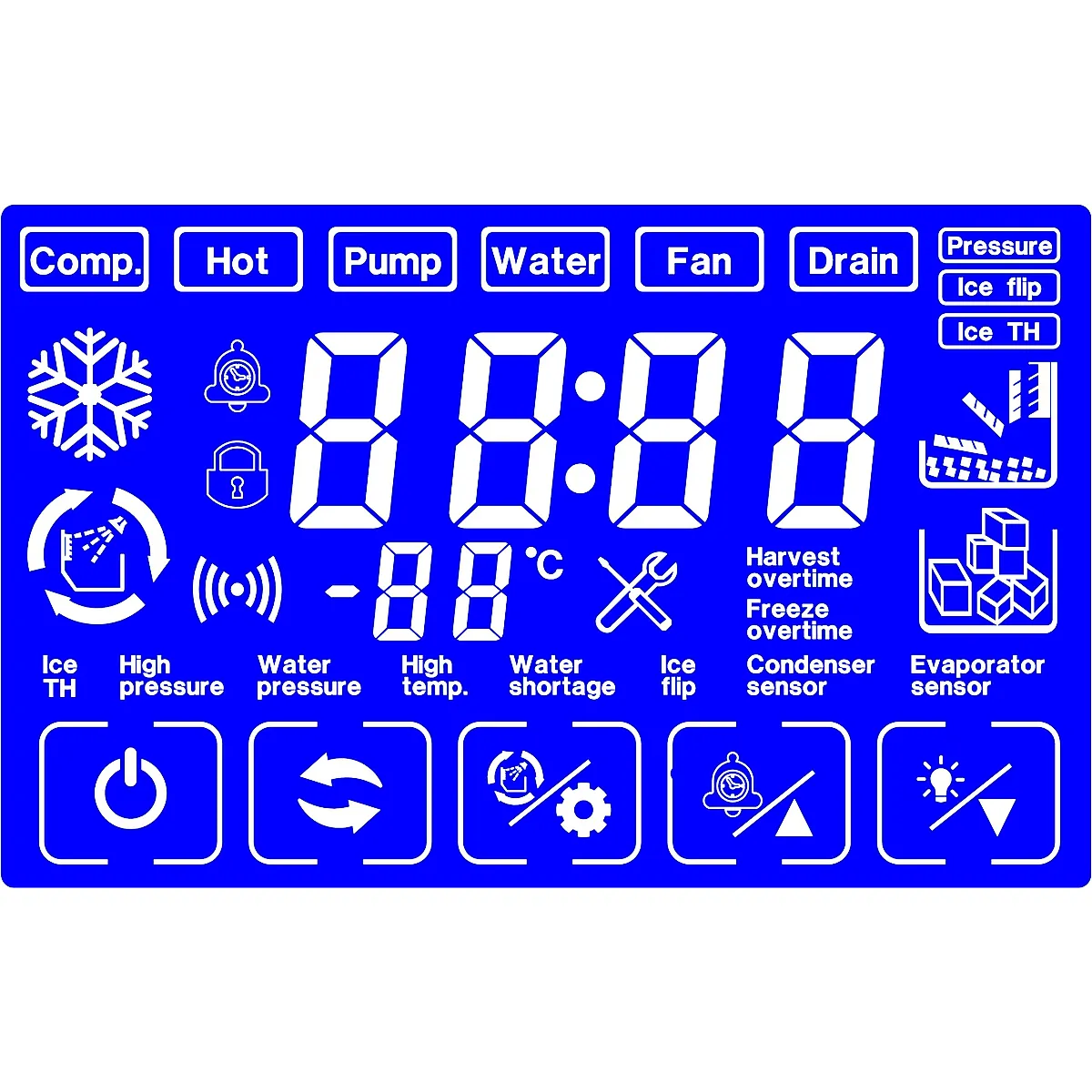 Generic Blue Touch Screen ice Makers Control Board Compatible with Vevor, Cotlin, Coolski etc Brand Machine, with Main Board, Display, and sensors Included