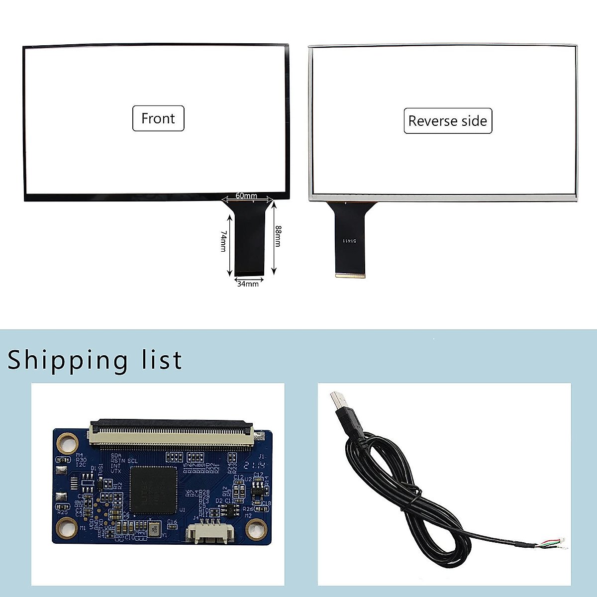 12.3 inch 10 Point Multi-Touch Capacitive Touch Panel Frame VS-123TC01-B1, for 12.3 " 1920X720 HSD123KPW1-A30 HSD123KPW2-D10 1280x480 LQ123K1LG03 LCD screen