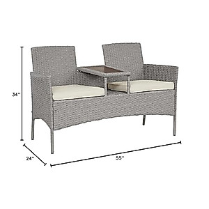 Progressive Furniture Tiki Outdoor Gray/Off White Love Seats