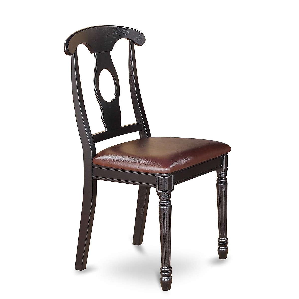 East West Furniture DLKE3-BCH-LC 3 Piece Modern Dining Table Set Contains a Round Wooden Table with Dropleaf and 2 Faux Leather Kitchen Dining Chairs, 42x42 Inch, Black & Cherry