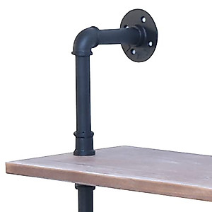 TFCFL 2 Tier Wall-Mounted Industrial Wood Shelving, Rustic Metal Floating Shelves Real Wood Book Shelves Wall Shelf Unit Bookshelf Hanging Wall Shelves for Farmhouse Kitchen Bar, 24x9.89x30.9inch