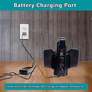 150W Portable Power Supply Inverter for Makita 18V Lithium Battery, TEPULAS 2-Channel Power Generator USB Power Station with Battery Charger & LED Light