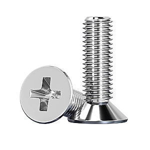 NACX M2 x 6mm Phillips Countersunk Flat Head Machine Screws Bolts, A2-70, Silver Tone, 304 Stainless Steel, 500Pcs