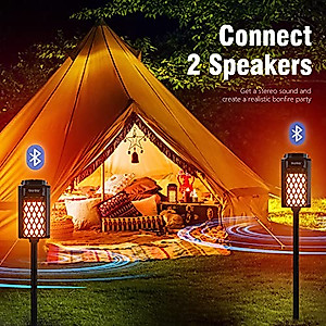 blonbar Led Flame Speaker, Outdoor Bluetooth Speaker with Torch Atmosphere,10W Outdoor Portable Stereo Speaker with HD Audio for Patio/Porch/Home Decor, Gifts for Men Women Couples Dads Moms