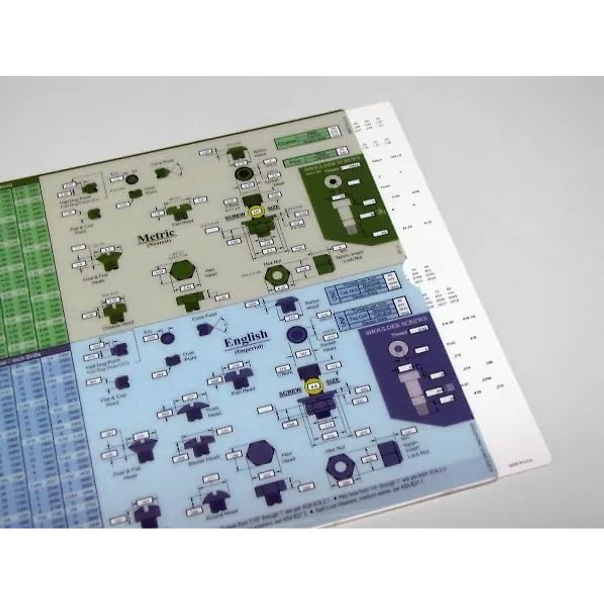 Engineering Slide Chart, Engineering Screw Chart, Screw Data Selector, Screw Selector, Screw Chart for Engineers, Drafters & Machinists