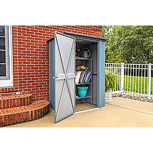 Spacemaker 4' x 3' Compact Outdoor Metal Backyard, Patio, and Garden Storage Shed Kit, Juniper Berry