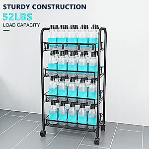 DEVO 4 Tier Metal Mesh Rolling Cart, Storage Organizer cart with 4 Side Hooks, Utility Carts with Lockable Wheels, for Home Kitchen Office Classroom (Black 1)