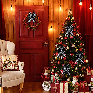 19.6 Yard 2.5 inch Wide Buffalo Plaid Ribbons Wired Edges, 2 Rolls Black and White Checkered Ribbon for Christmas Tree Gift Decorations