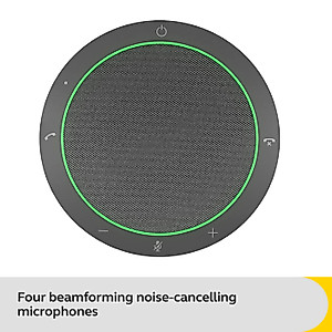Jabra Speak2 40 Portable Speakerphone - 4 Noise-Cancelling Mics, 50mm Full Range Speakers with Wideband Audio for Clear Sound, USB-A/USB-C Connections - Certified Microsoft Teams Speaker - Dark Grey