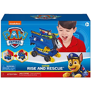 Paw Patrol, Chase Rise and Rescue Transforming Toy Car with Action Figures and Accessories, Kids Toys for Ages 3 and up