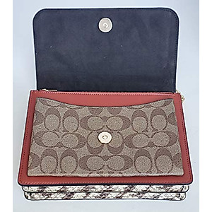 Coach Women's Klare Crossbody Shoulder Handbag in Signature Coated Canvas, Calf & Snake-Embossed Leather (Khaki/Black/Berry/Multi/Gold)