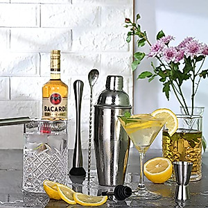 ETENS Cocktail Shaker Set Stainless Steel & Bar Set, Bartender Kit Mixology Drink Mixer, Bartending Tools Gifts: Martini Shaker 24oz, Muddler, Strainer, Measuring Jigger, Alcohol Pourer, Mixing Spoon