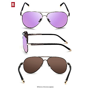 ROCKNIGHT Aviator Sunglasses for Women Polarized UV Protection Ladies Trendy Purple Sunglasses Mirrored Beach Fashion Sunglasses Present for Women