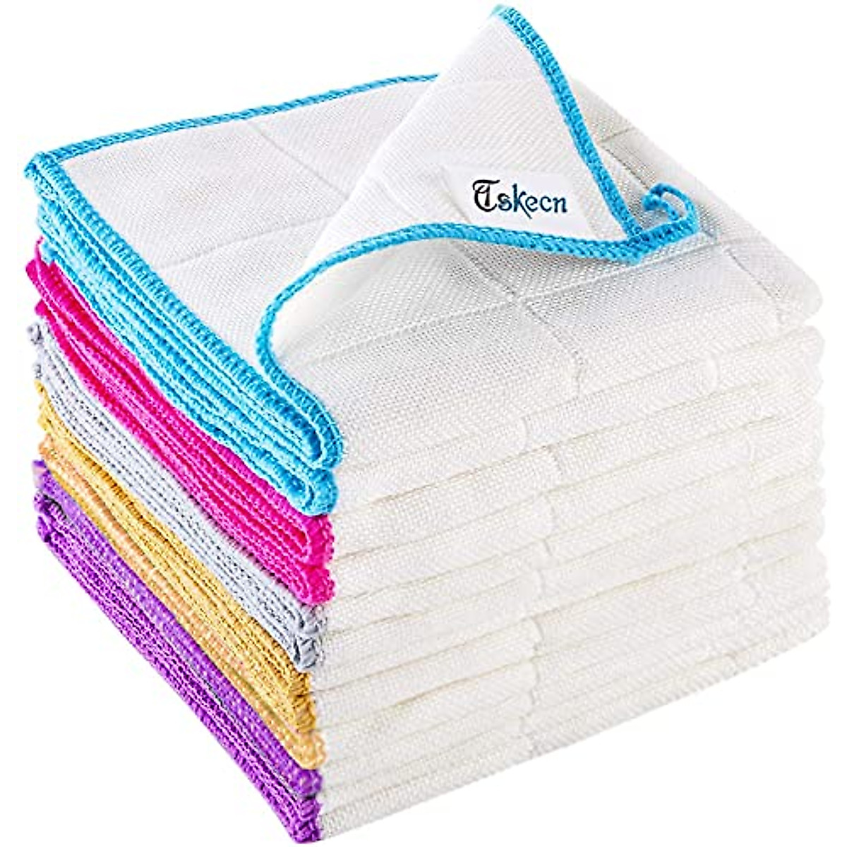 10 Pcs Kitchen Dish Cloths Set, Premiunm Bamboo Fiber Dishcloth Towels. Reusable and Absorbent Dish Cloths & Dish Towels，Suitable for Kitchen Bathroom and Cleaning Counters，(12” x 12”)