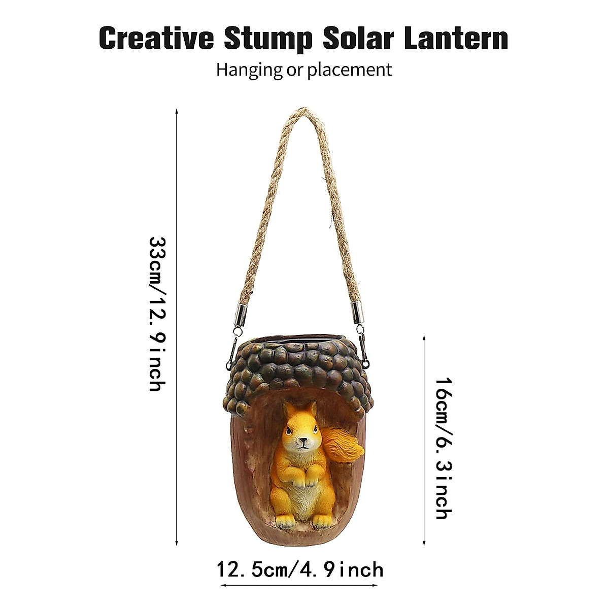 Solar Light Hanging Outdoor Garden Decor Lantern - Waterproof Auto on/Off Decorative LED Light for Garden Patio Yard Porch Outside Decoration nut-Yellow
