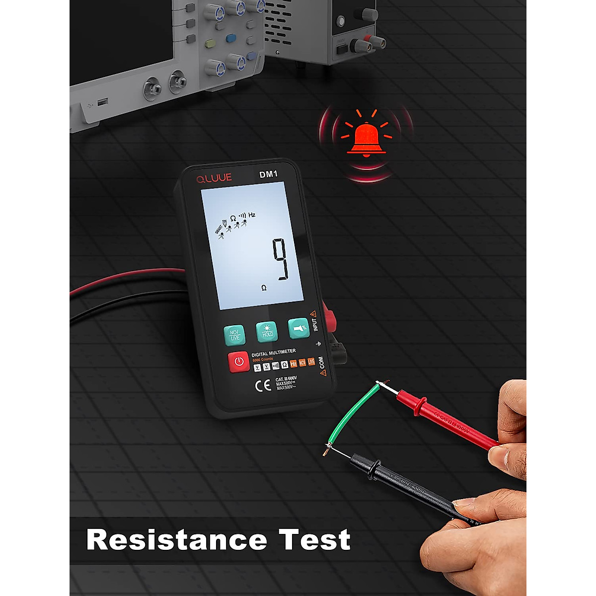 QLUUE Digital Multimeter, 5999 Counts Multimeter with Smart Mode, NCV Test, DC/AC Voltmeter Tests Voltage, Resistance, Frequency, Continuity and Live Cables, Multi Tester for Household, Automotive