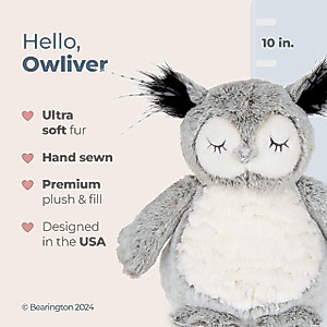 Bearington Baby Owlie Hugs-A-Lot Plush Stuffed Animal Gray Owl, 14"