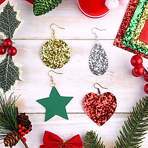 MIAHART 10 Pack Christmas Faux Leather Sheet 4 Colors Shining Faux Leather Sheets Metallic Glitter Leather Fabric Sheet for Making Christmas Theme Hair Bows and Earrings (8.3 x 11.8 inch)