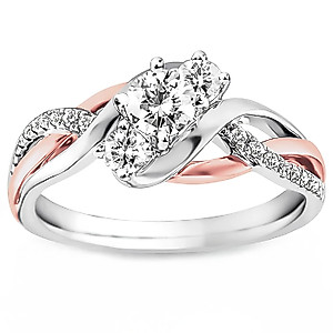 5/8 Carat (ctw) 3 Stone Moissanite engagement rings for women Platinum Plated Silver ring Moissanite rings - 7
